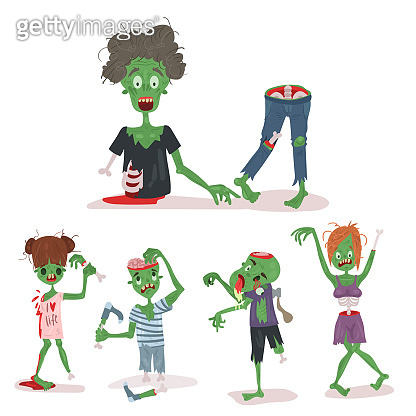 Colorful zombie scary cartoon elements halloween magic people body fun ...