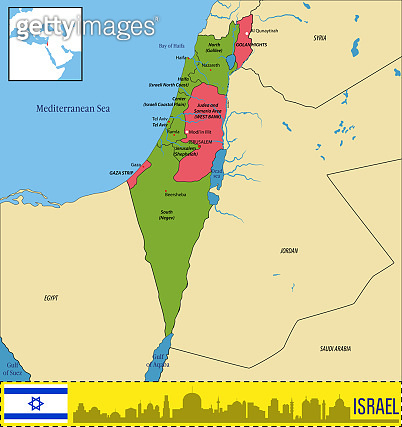 Vector highly detailed political map of Israel (1020538112) 일러스트, 무료 ...