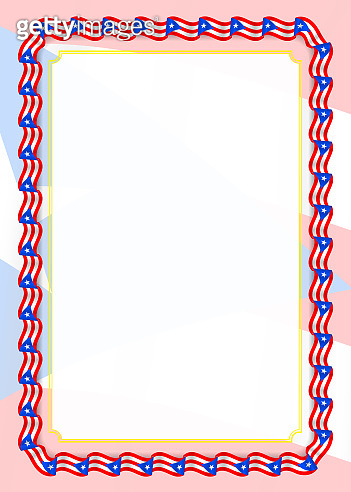 Frame and border of ribbon with Puerto Rico flag, template elements for ...