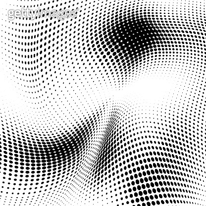 Abstract Wavy Black and White Halftone Texture. Vector black and white ...