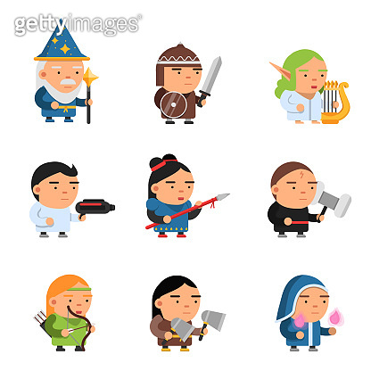 Fantasy characters. 2d game sprite male and female heroes computer ...