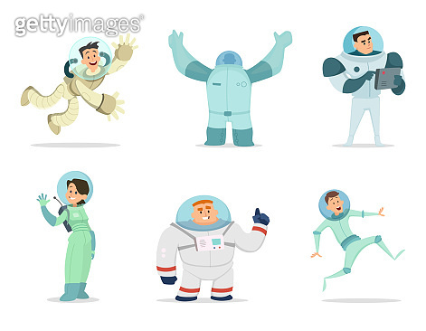 Space characters. Mascots of astronauts in cartoon style 이미지 (911770990 ...