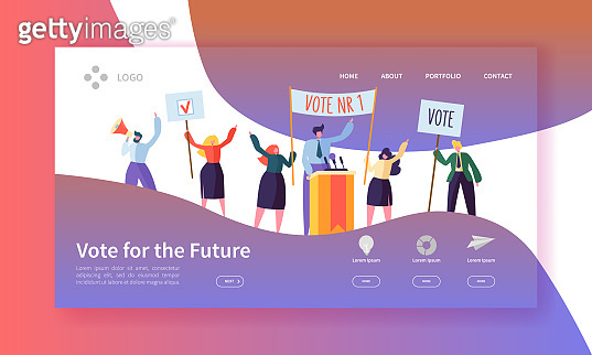 Voting Elections Landing Page Template. Business People Characters ...