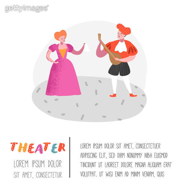 Theater Actor Characters. Flat People Theatrical Stage Poster. Artistic ...