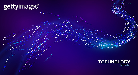 Particle flow stream. Line art. Abstract data stream illustration ...