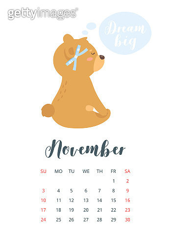 2019 cute teddy bear calendar 이미지 (1066963728) - 게티이미지뱅크