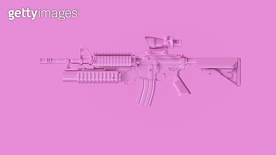 Pink Modern Rifle with a Scope and Grenade Launcher (1083769750) - 게티이미지뱅크