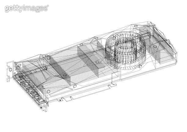 Graphic Card Design Architect Blueprint - isolated (1015437478) - 게티이미지뱅크