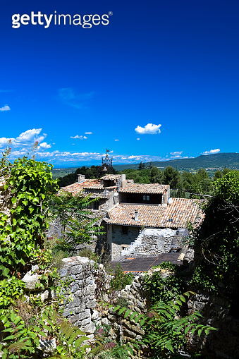 Panorama view of the Luberon countryside as taken from the medieval ...
