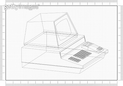 Retro Computer Architect blueprint 이미지 (1063240952) - 게티이미지뱅크