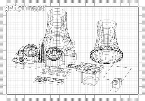 Nuclear Power Plant - Reactor Architect Blueprint (1065315784) - 게티이미지뱅크