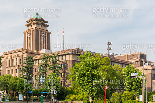 Nagoya City Hall building and the clock tower. 이미지 (986446914) - 게티이미지뱅크