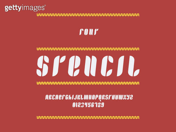 Stencil cursive font. Vector alphabet (1017035804) 일러스트, 무료 일러스트 - 게티이미지뱅크