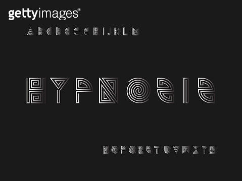 Hypnosis font. Vector alphabet (1035493296) 일러스트, 무료 일러스트 - 게티이미지뱅크