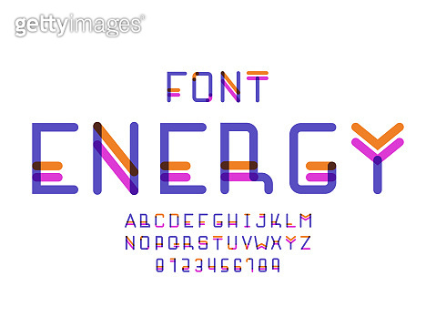 Energy font. Vector alphabet 이미지 (1035493306) - 게티이미지뱅크