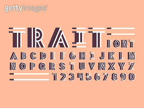 Trait font. Vector alphabet (1077067526) 일러스트, 무료 일러스트 - 게티이미지뱅크