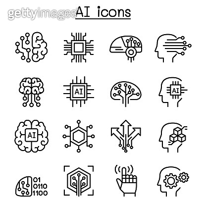 AI, Artificial intelligence icon set in thin line style (1054727472 ...
