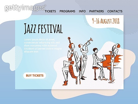 Jazz music festival, quartet in concert. Vector illutration, design ...