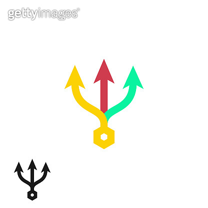 Three way direction arrows. Simple color triple (927512868) 일러스트, 무료 ...