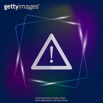 Danger sign neon light icon.Vector symbol of attention caution ...