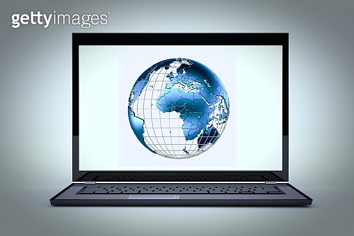 laptop computer with earth globe on screen 3d render 이미지 (926307832 ...