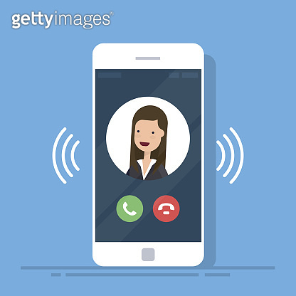 Smartphone or mobile phone call or vibrate with contact info on display ...