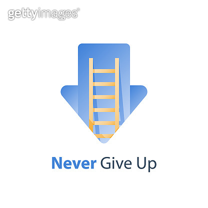 Growth mindset, never give up concept, positive thinking, ladder to ...