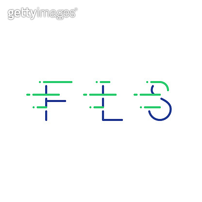 Dynamic letters F, L and S in motion, decorative type, rapid service ...