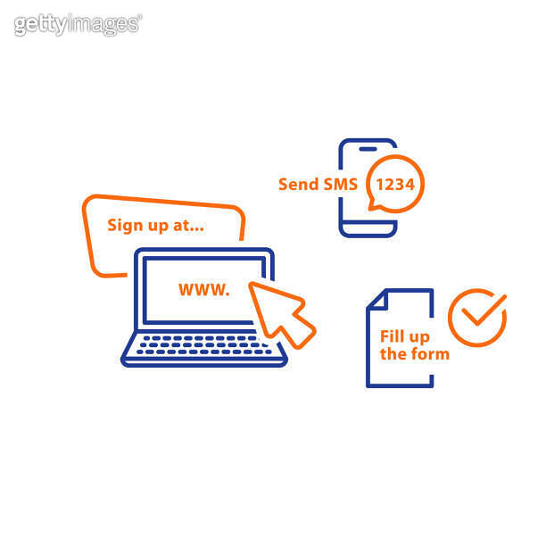 Receive sms notification, laptop with cursor, send phone message ...