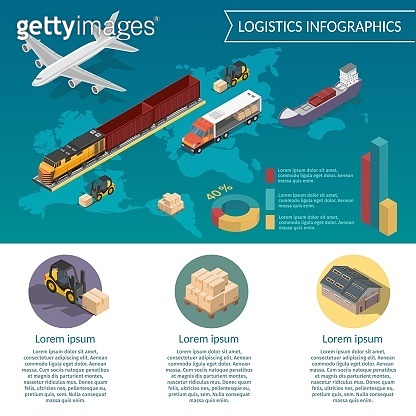 Infographic low poly isometric illustration with transportation process ...