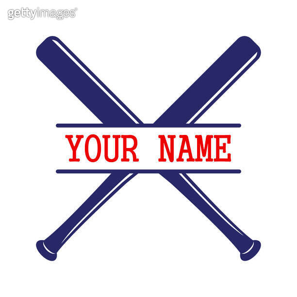 Baseball crossed bats - split monogram. Criss cross bats. Flat vector ...