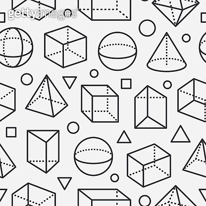 Geometric shapes seamless pattern with flat line icons. Modern abstract ...