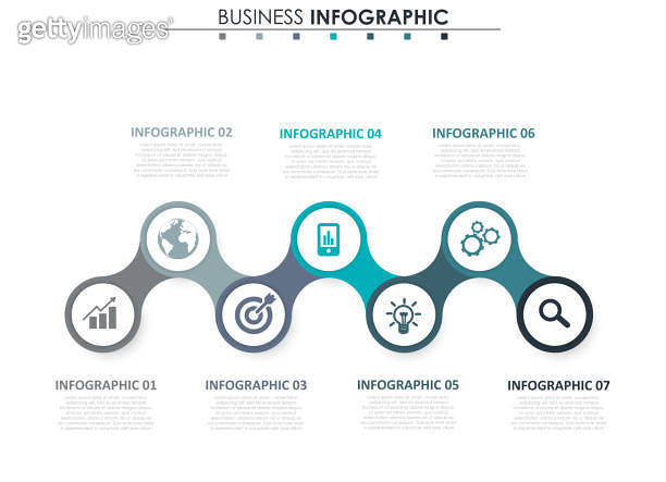 Business data, chart. Abstract elements of graph, diagram with 7 steps ...