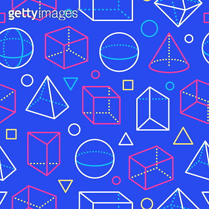 Geometric shapes seamless pattern with flat line icons. Modern abstract ...