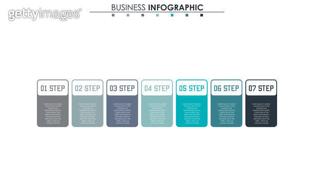 Business data, chart. Abstract elements of graph, diagram with 7 steps ...