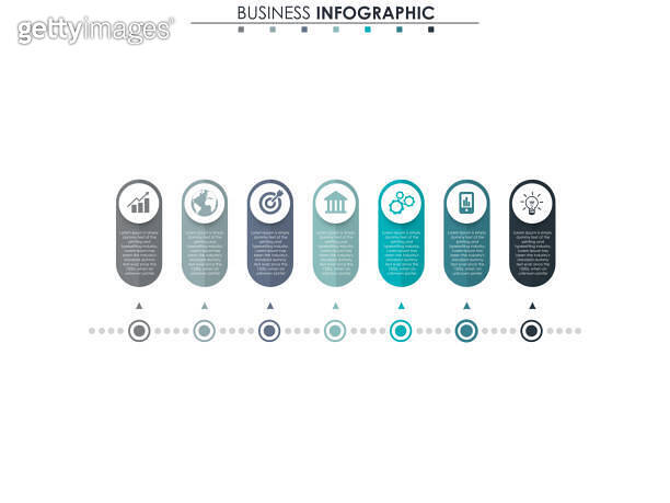 Business data, chart. Abstract elements of graph, diagram with 7 steps ...