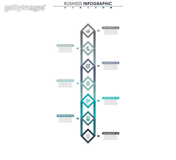 Business data, chart. Abstract elements of graph, diagram with 7 steps ...