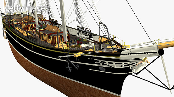 3D rendering of a typical XIX Century 3 mast Clipper. (1055573732) - 게티 ...