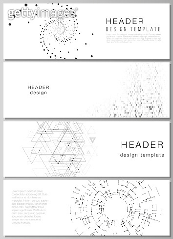The minimalistic vector illustration of the editable layout of headers ...
