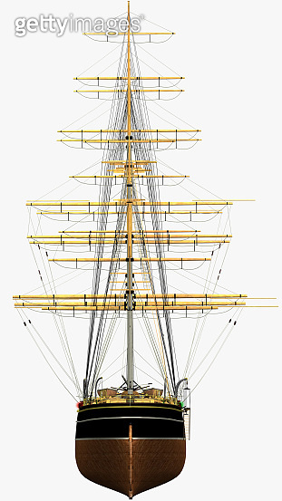 3D rendering of a typical XIX Century 3 mast Clipper. (1055573852) - 게티 ...