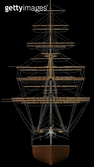 3D rendering of a typical XIX Century 3 mast Clipper. (1055573850) - 게티 ...