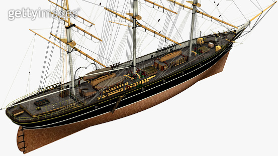 3D rendering of a typical XIX Century 3 mast Clipper. (1055573800) - 게티 ...