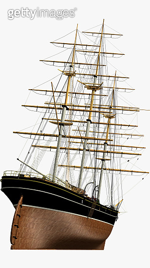 3D rendering of a typical XIX Century 3 mast Clipper. (1055573776) - 게티 ...