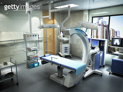 equipment and medical devices in modern operating room 3d render ...