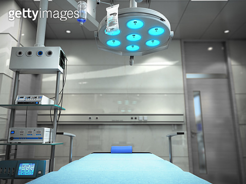 equipment and medical devices in modern operating room 3d render ...