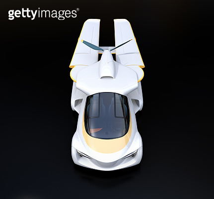 Front view of futuristic autonomous car on black background 이미지 ...