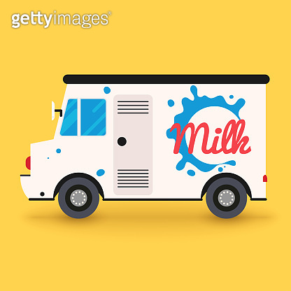Dairy milk delivery service. Local delivery van.Flat design modern ...