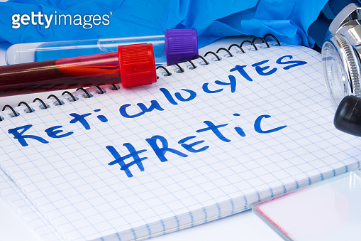 Reticulocytes count procedure (#Retic) blood test. Laboratory test ...