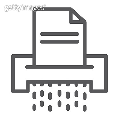 Document shredder line icon, file and document, destroy sign, vector ...