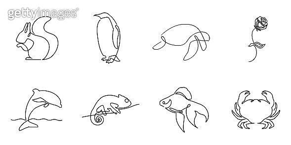 Collection of one line logos or icons (990990772) 일러스트, 무료 일러스트, 아이콘 ...